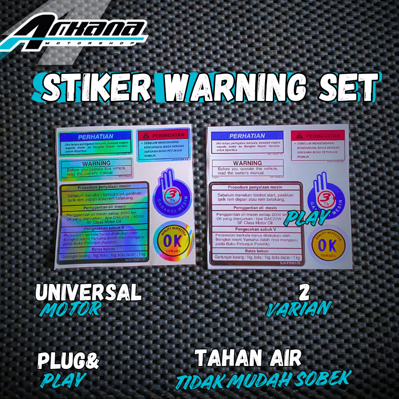 Jual Sticker Stiker set Warning hologram vinyl Universal motor | Shopee ...