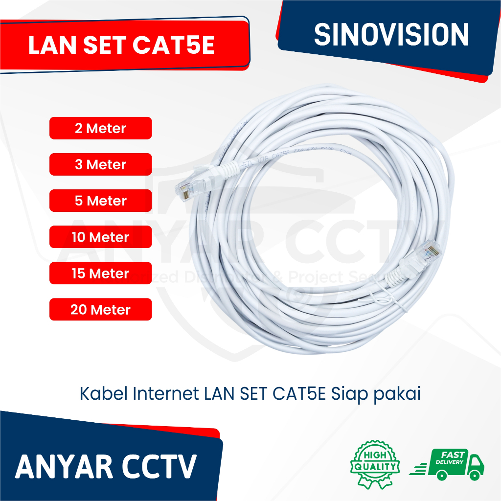 Jual Kabel LAN Set CAT5E 2M/3M/5M/10M/15M/20M Kabel LAN CAT5E 2M/3M/5M ...