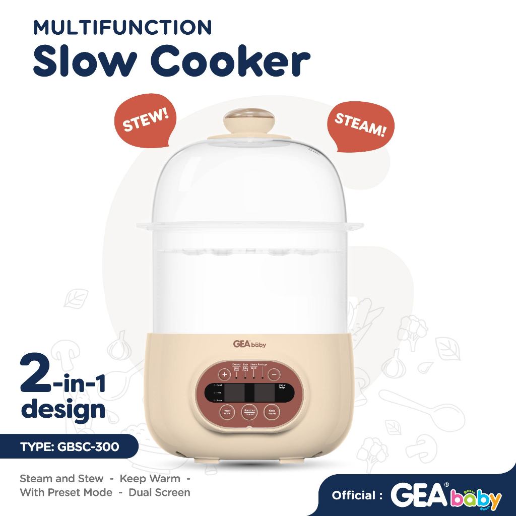 Jual GEA Baby 2in1 Multifunction Slow Cooker GBSC-300 Alat Pengukus ...