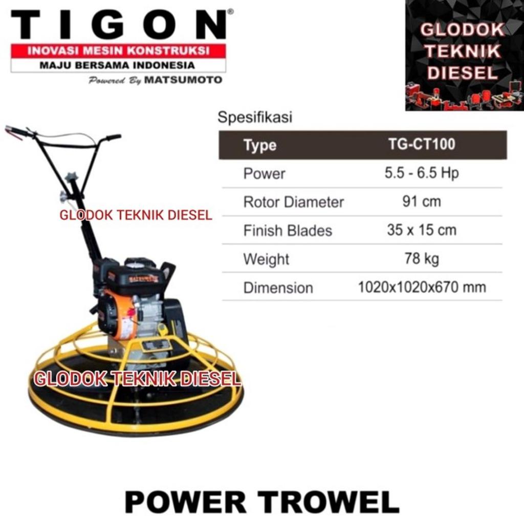 Jual Power Trowel Diesel Tigon TG-CT100 Mesin Perata Beton Solar TG CT ...