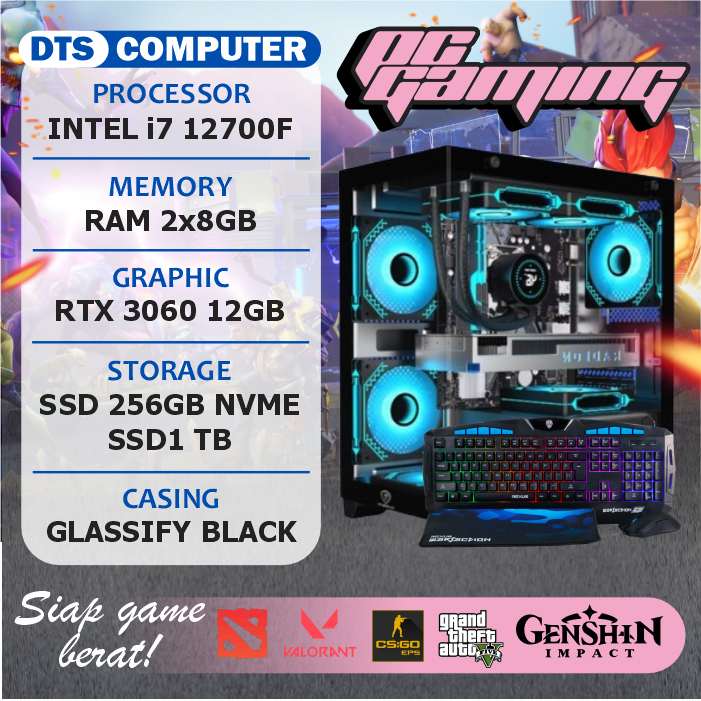 Jual PC Gaming | Intel i7 12700F | RTX 3060 12GB | SSD 1TB NVME | Rexus ...