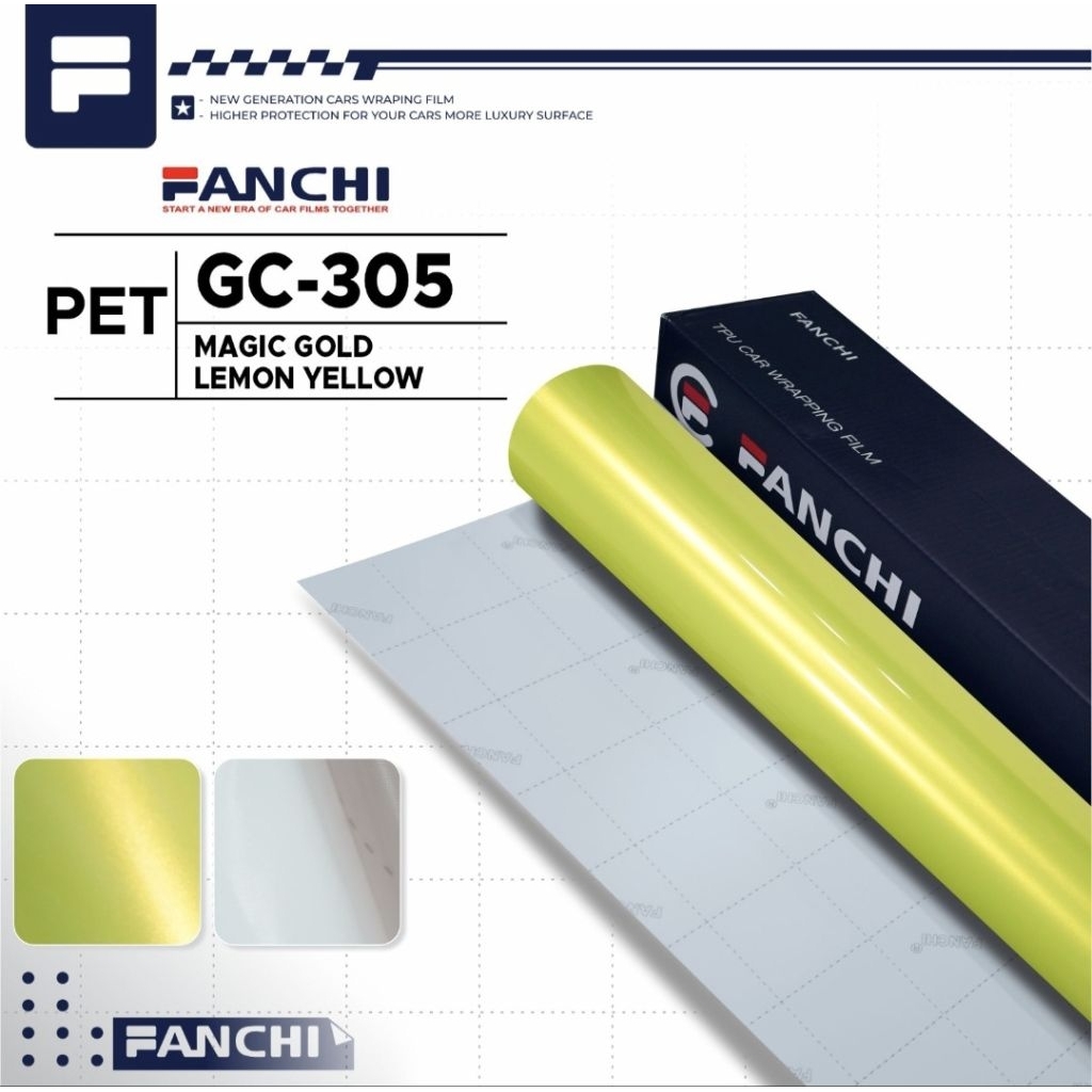 Jual ROLL 50CM Sticker FANCHI GC-305 GC305 PET Magic Gold Lemon Yellow ...