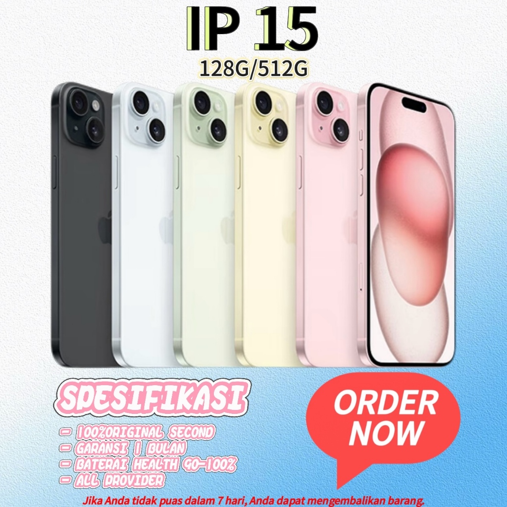 Jual IP 15 128GB/256GB HP iphone15 second -100% original fullset box ...