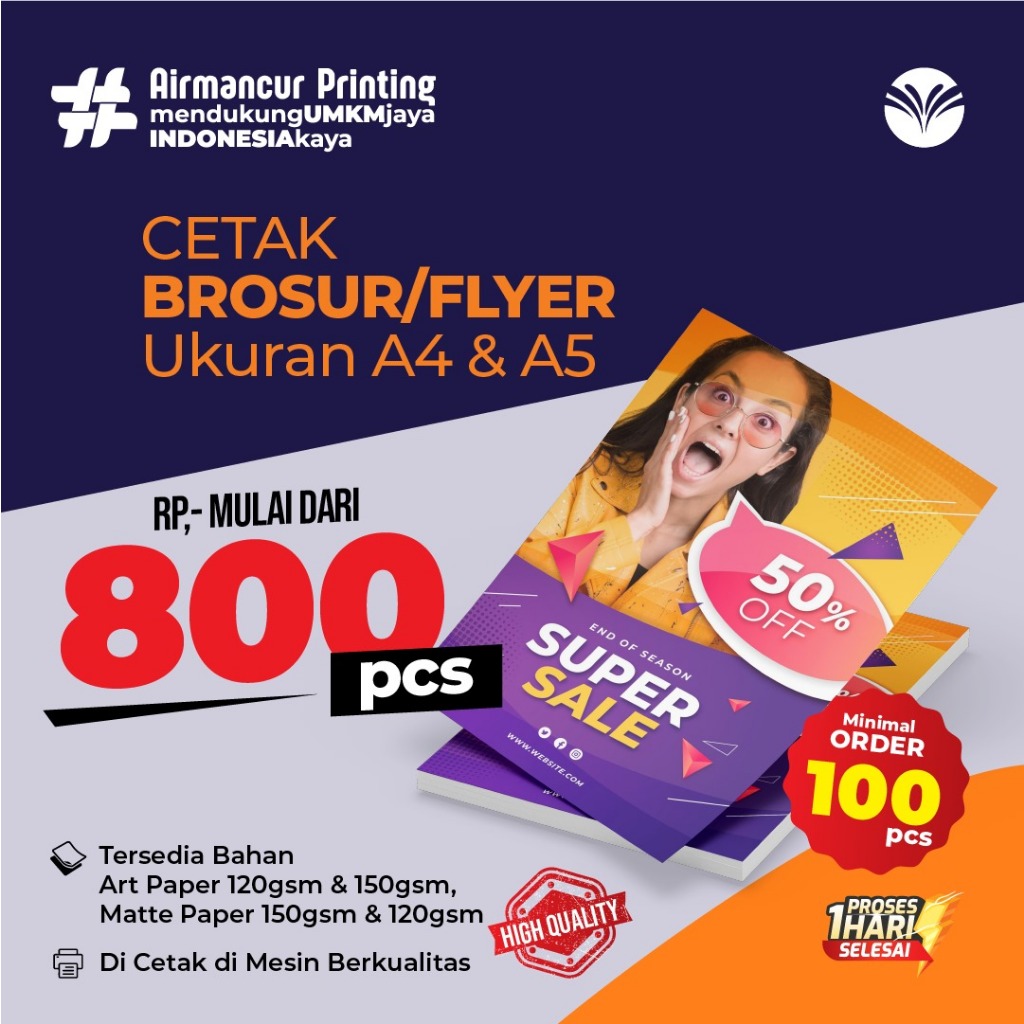 Jual Cetak Brosur Flyer A4/A5 Kilat 1hari jadi! Print Brosur Custom ...