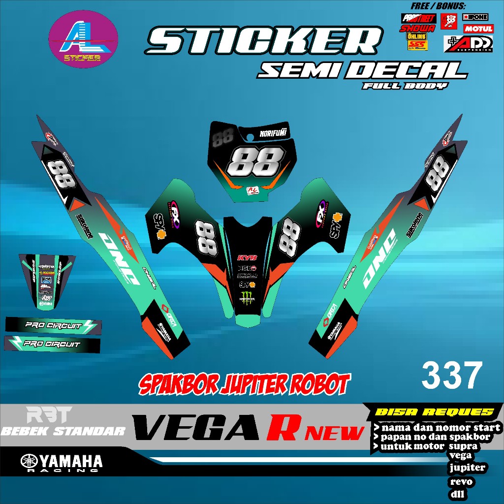 Jual Sticker RBT VEGA R NEW SEMI FULL BODY MOTOR RBT BEBEK MODIF SUPERMOTO YZ CRF KLX KX KTM RBT ...