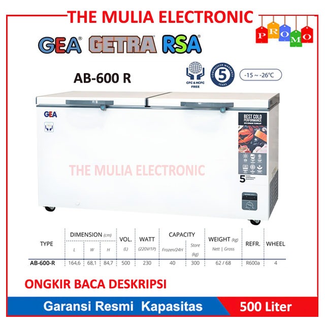 Jual GEA Chest Freezer Box 500 Liter AB-600-R / AB 600 R ( ONGKIR BACA ...
