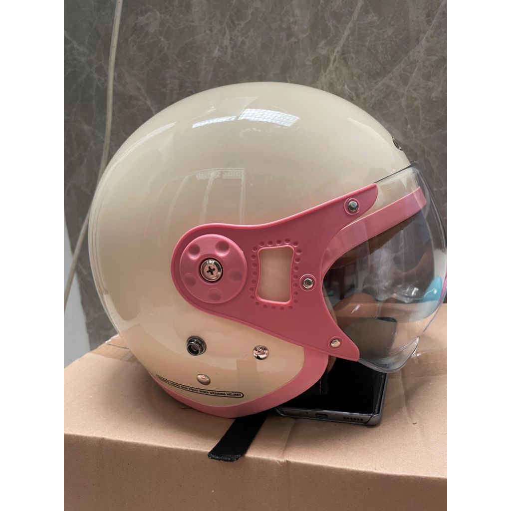 Jual Helm Retro Pilot Hijab Friendly Half Face MLA Helem Wanita Cepol ...