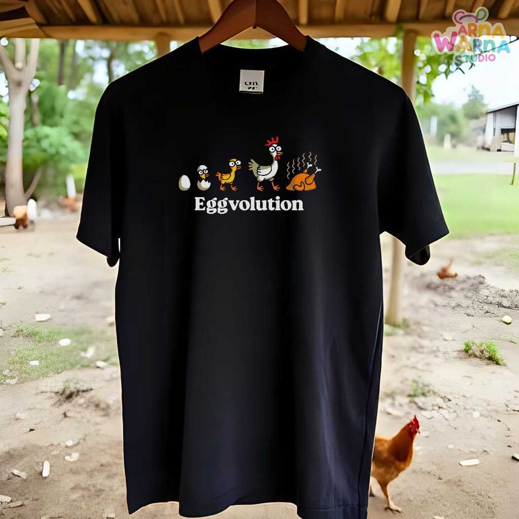 Jual Kaos Gambar Unik Lucu Dengan Kata Eggvolution / Kaos Distro Combed ...