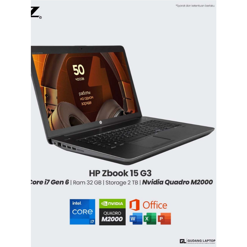 Jual Laptop Workstation HP Zbook 15 G3 Core i7 Gen 6 Ram 32 GB SSD 2 TB ...