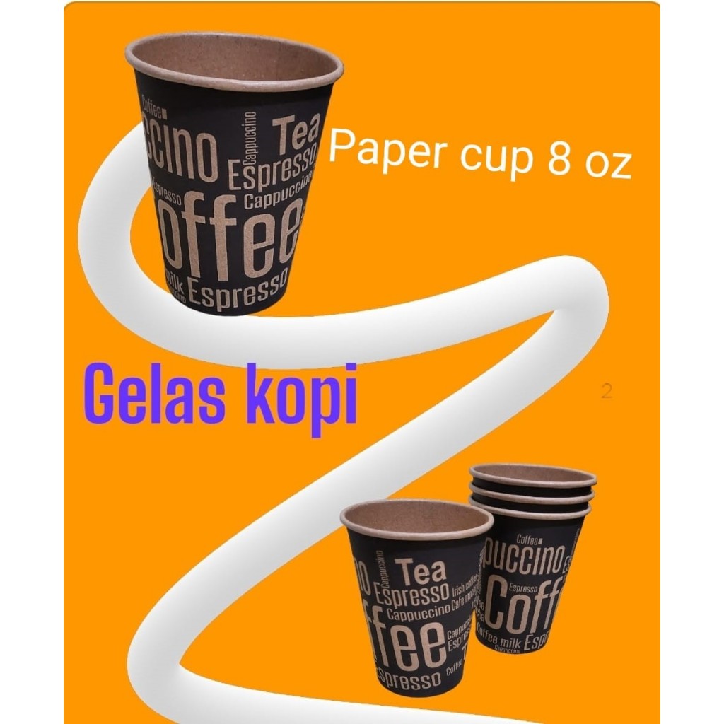 Jual 1 DUS (20 SLOP) PAPER CUP 8OZ KOPI TEH TAHAN PANAS 240ML 1 SLOP ...