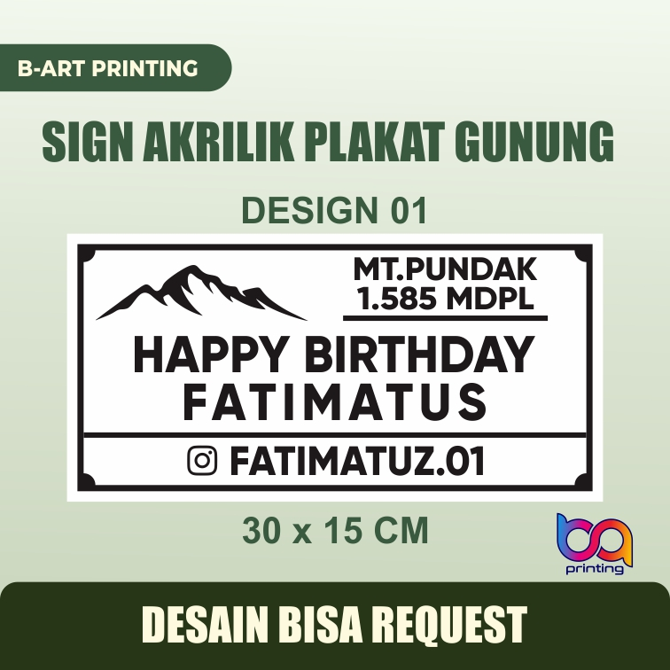 Jual PLAT PLAKAT GUNUNG TULISAN HAPPY BIRTHDAY PUNCAK CUSTOM SIGN Sign ...
