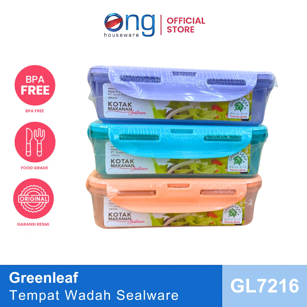 Jual Ong Houseware - Lunch Box Tempat Wadah Sealware Kotak Makan Lock 720ml Greenleaf GL7216 ...