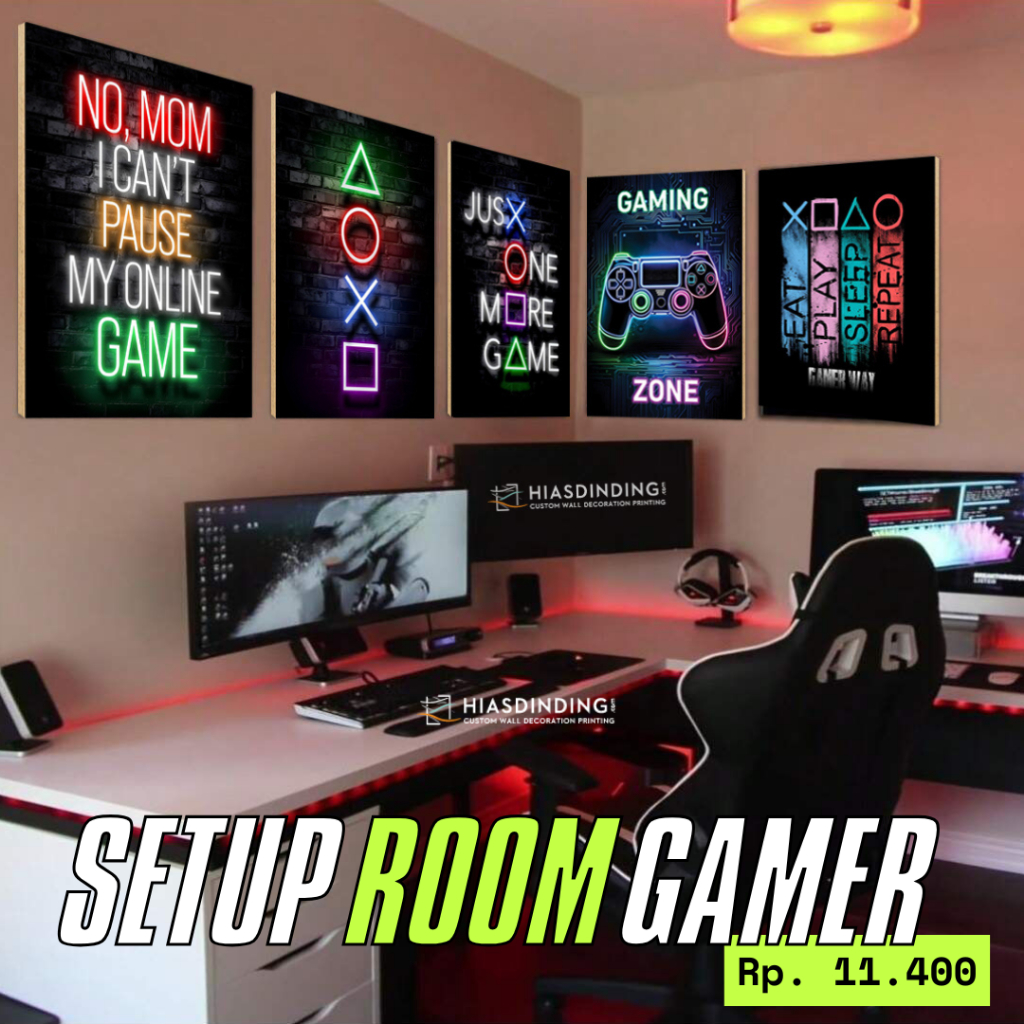 Jual Hiasan Dinding Poster Neon Gamer PS 20x30cm, Wall Decor untuk ...