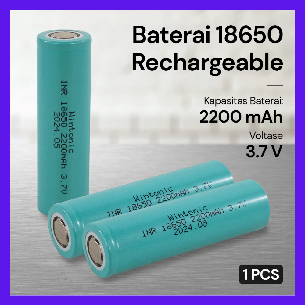 Jual Baterai Rechargeable 18650 INR 3.7V 1 PCS 2200mAh - Multi-Color ...