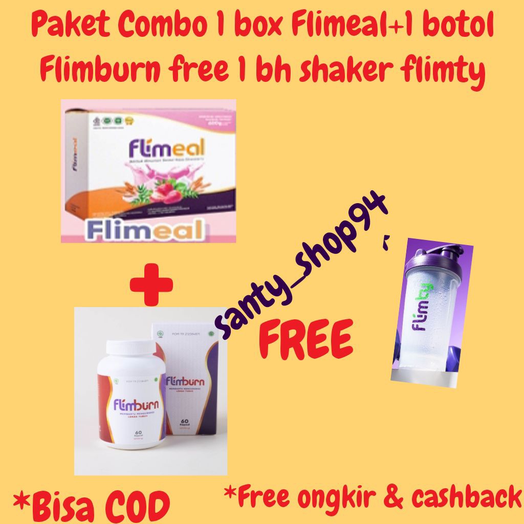 Jual Paket 1 box Flimeal +1 botol Flimburn free 1 botol shaker flimty ...