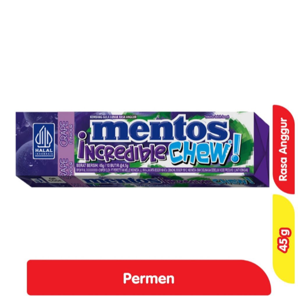 Jual Mentos Permen Incredible Chew Rasa Anggur 45 g | Shopee Indonesia