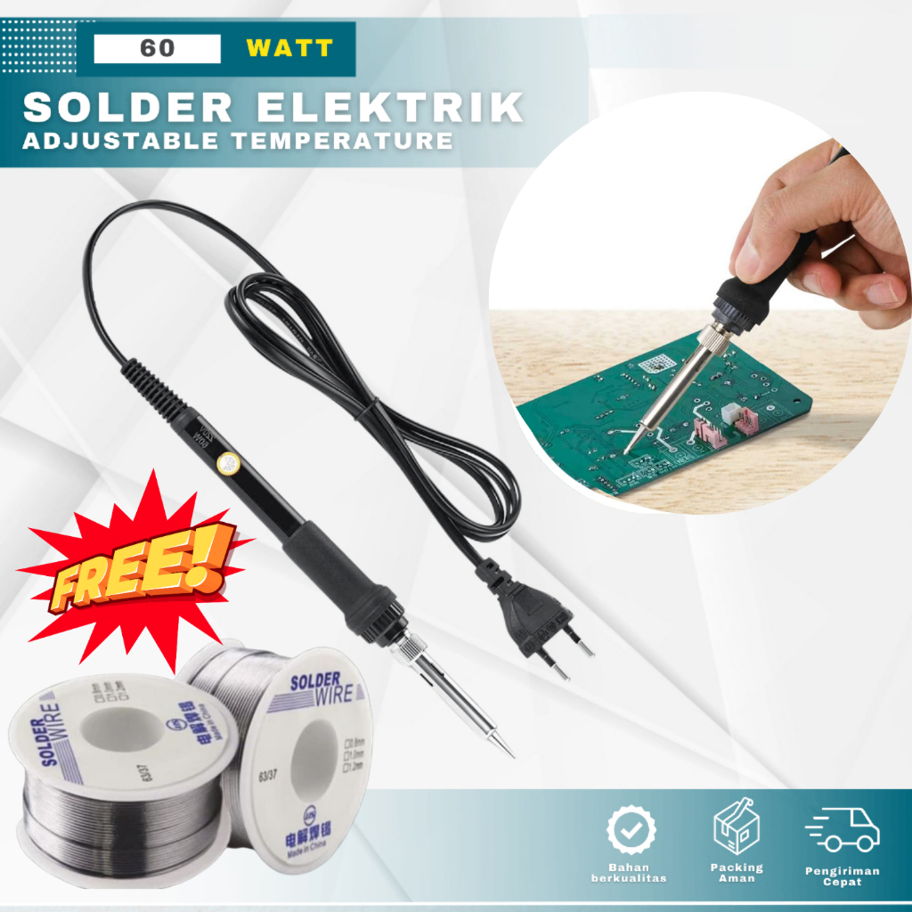 Jual CAUTIN Solder Listrik 60 Watt + Timah Cepat Panas Soldering 220V ...