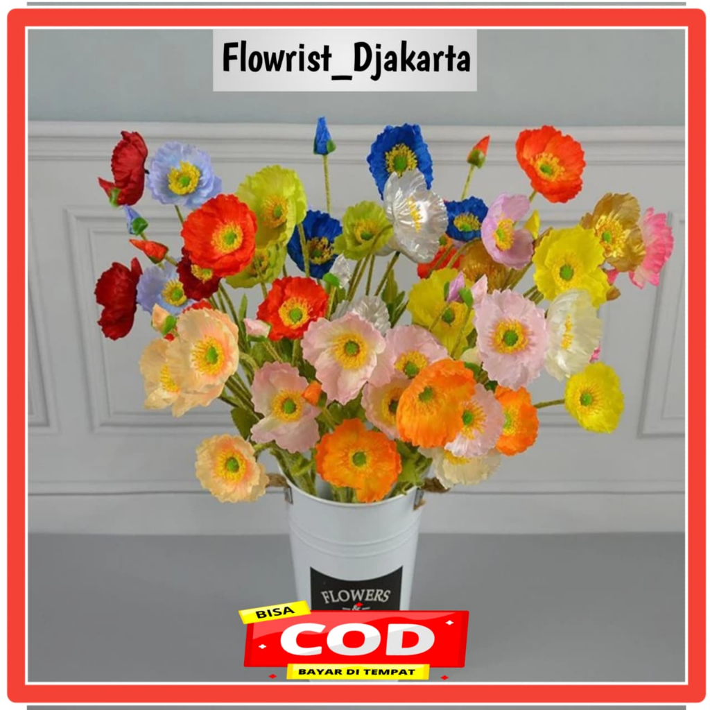 Jual Poppy Cabang Tunggal Dekorasi Rumah Bunga Simulasi Bunga Sutra ...