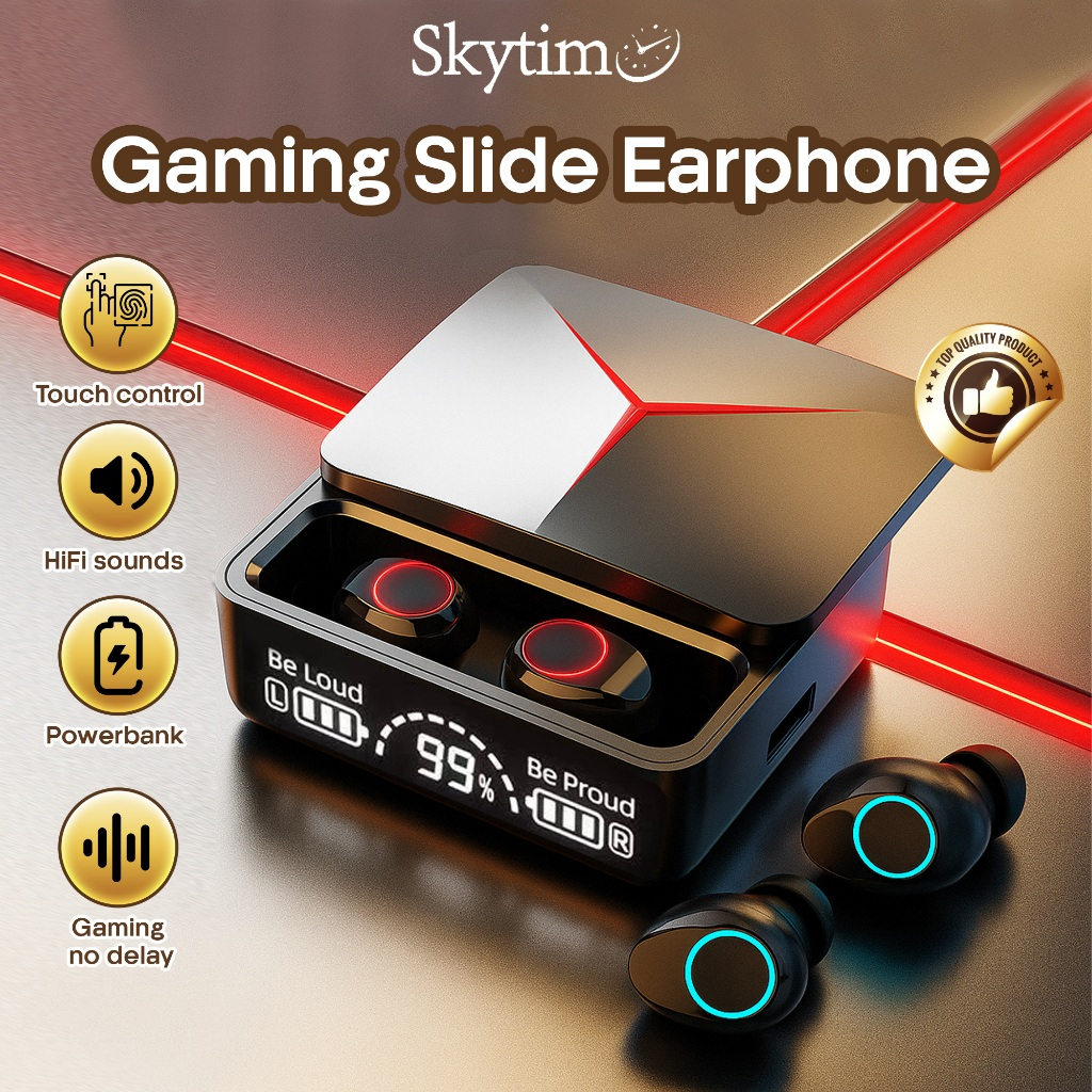 Jual Skytime Sliding Gaming Earphone Bluetooth Powerbank TWS M90pro No ...