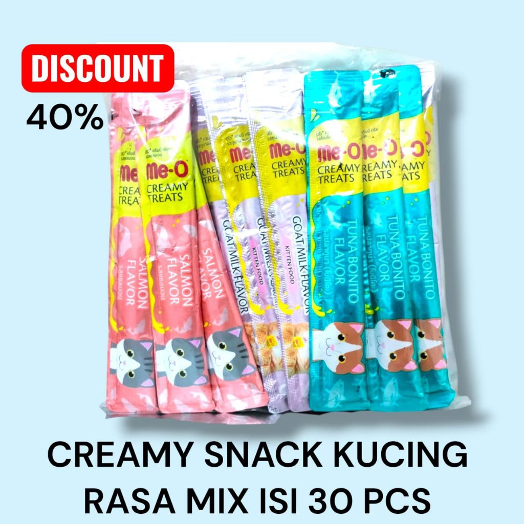 Jual MEO Creamy Snack Kucing Paket Isi 30PCS | Shopee Indonesia