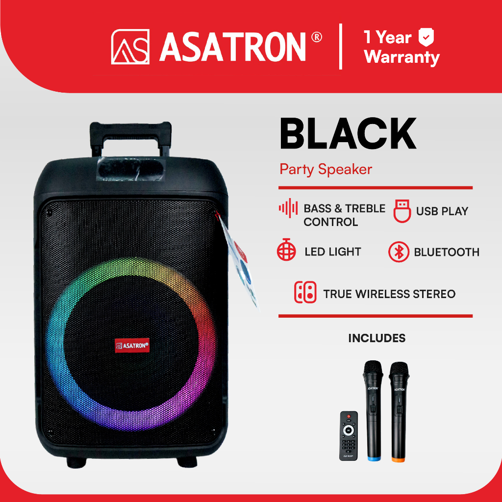 Jual Asatron Black 12 Inch Bluetooth Party Speaker | Shopee Indonesia