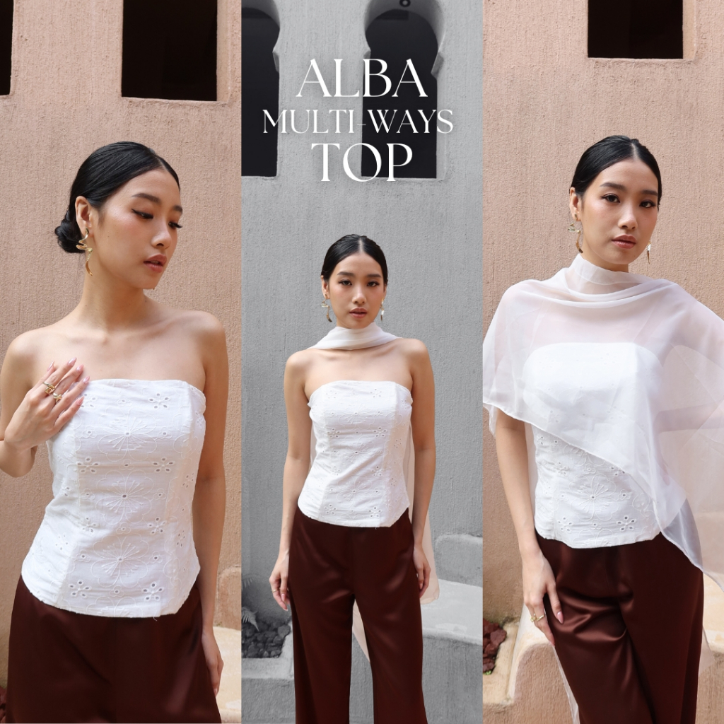 Jual Bearnice - Alba Top with Sheer Shawl, Eyelet details top, Tube Top ...