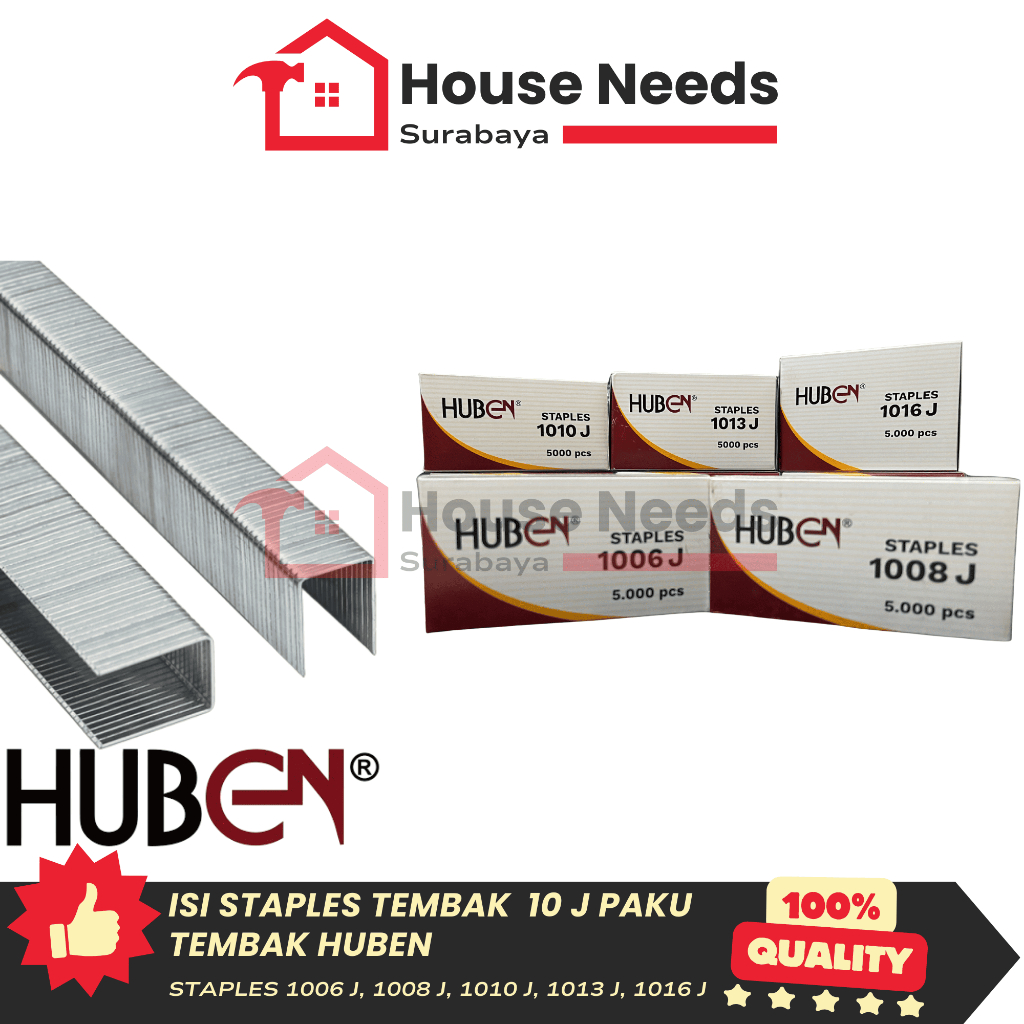 Jual HUBEN Isi Staples Tembak 10 J Tajam Kuat Tebal 1006J 1008J 1010J ...