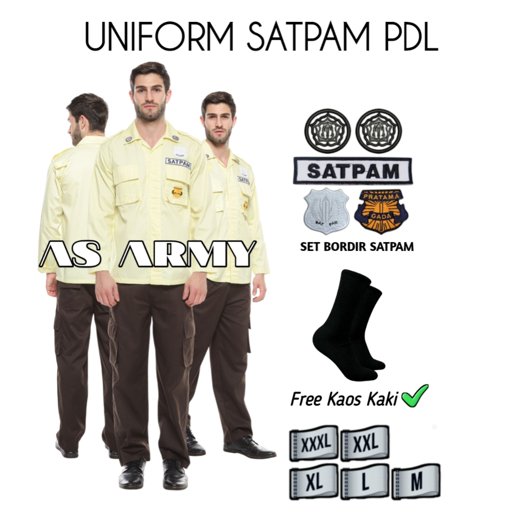 Jual Paket Lengkap Baju Satpam Seragam PDH PDL Satpam Security Cream ...