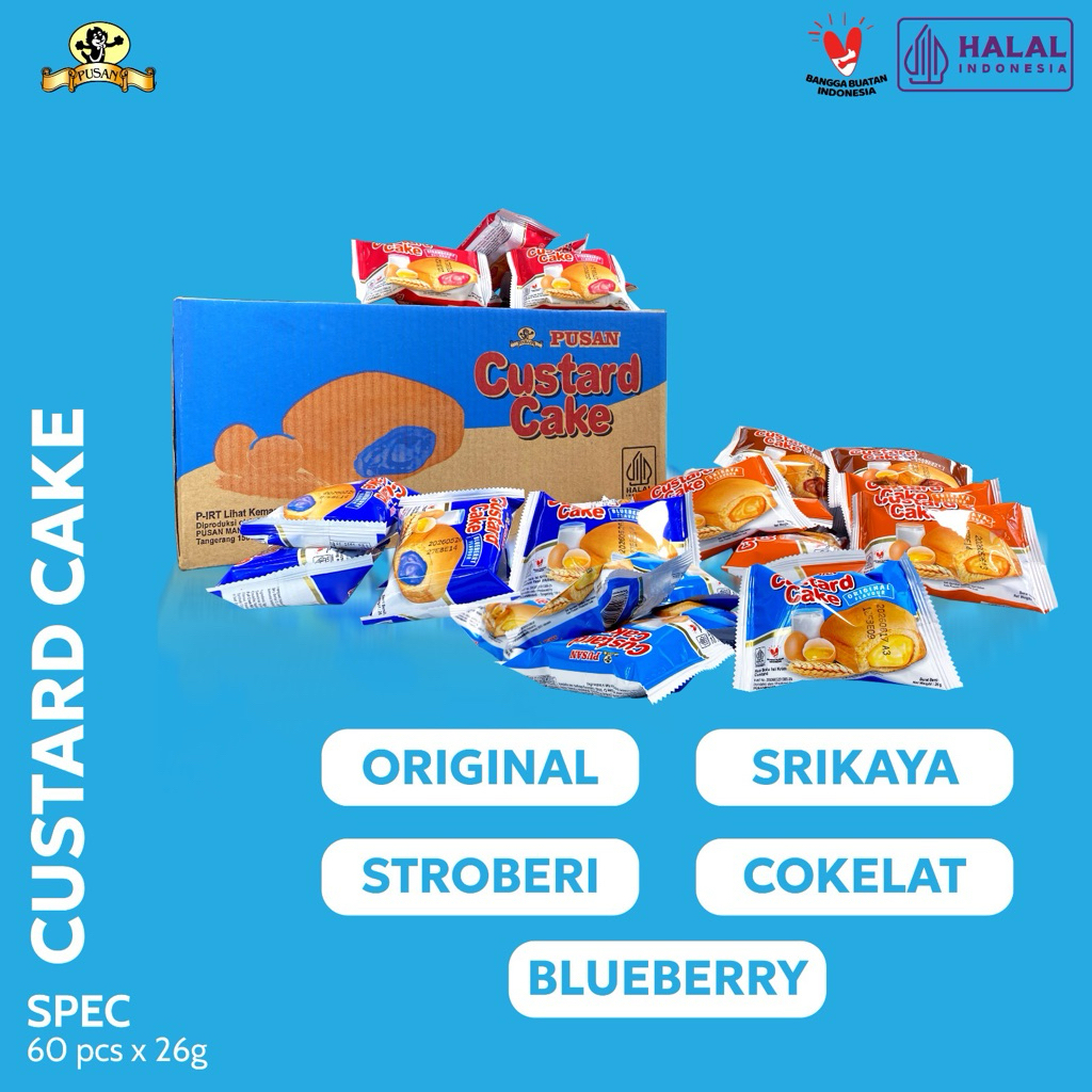 Jual PUSAN CUSTARD CAKE ORIGINAL / BLUBERI / STROBERI / SRIKAYA ...