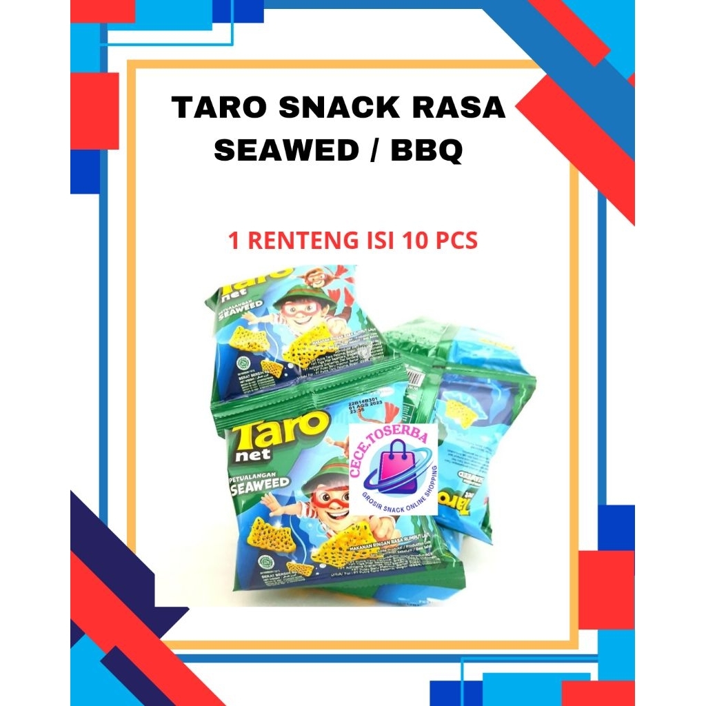 Jual TARO NET CHIKI SNACK RUMPUT LAUT / BBQ ISI 8 GR X 10 PCS | Shopee ...
