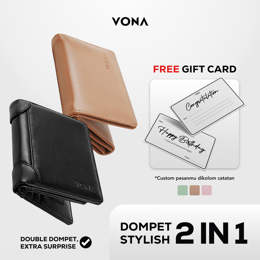 Jual VONA Dompet Stylish 2in1 (Ian & Persia) Dompet Pria Wanita Kulit ...