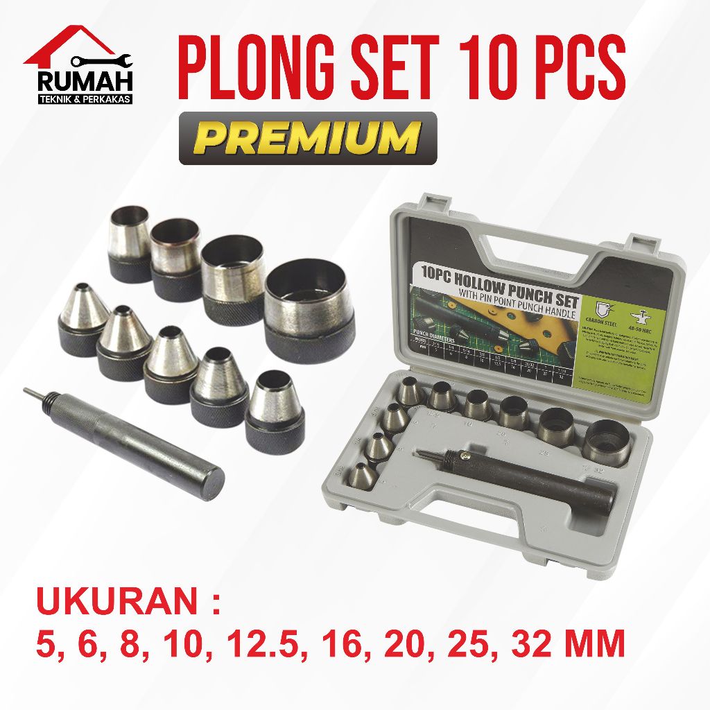 Jual (PREMIUM) PLONG SET 10 PCS / Hollow Punch / Alat Pelubang Lubang ...