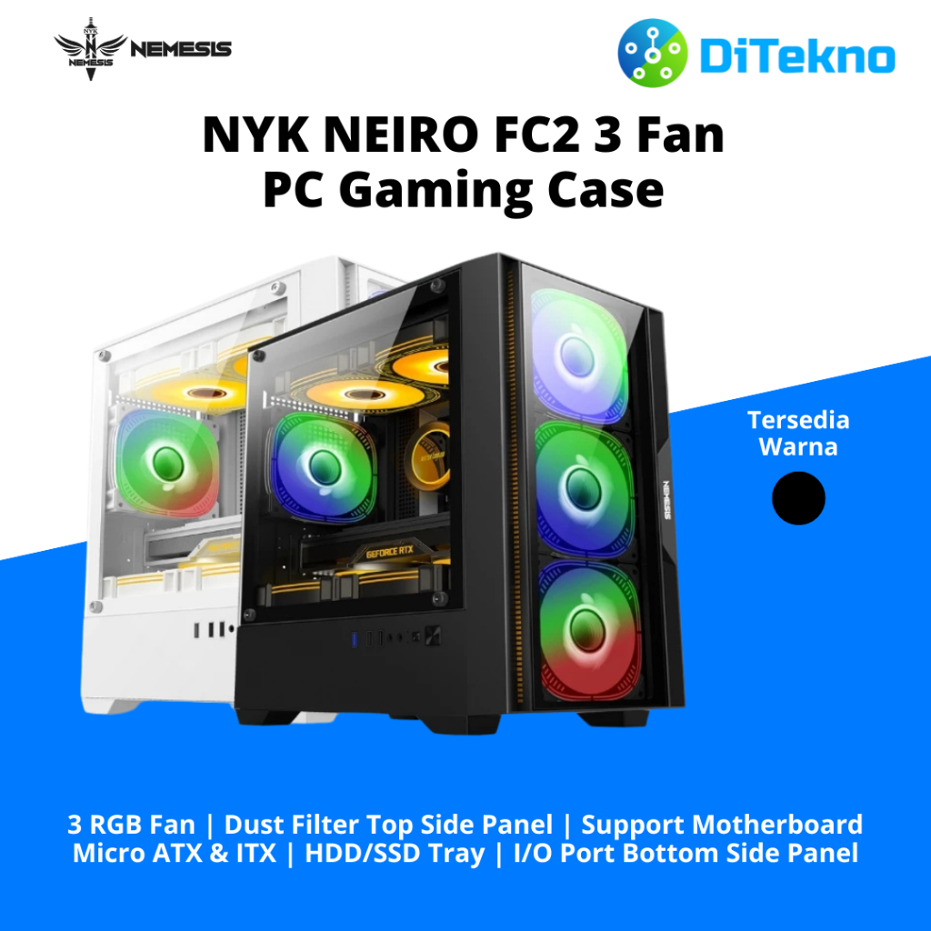 Jual NYK NEIRO FC2 3 Fan PC Case Gaming Black | Shopee Indonesia