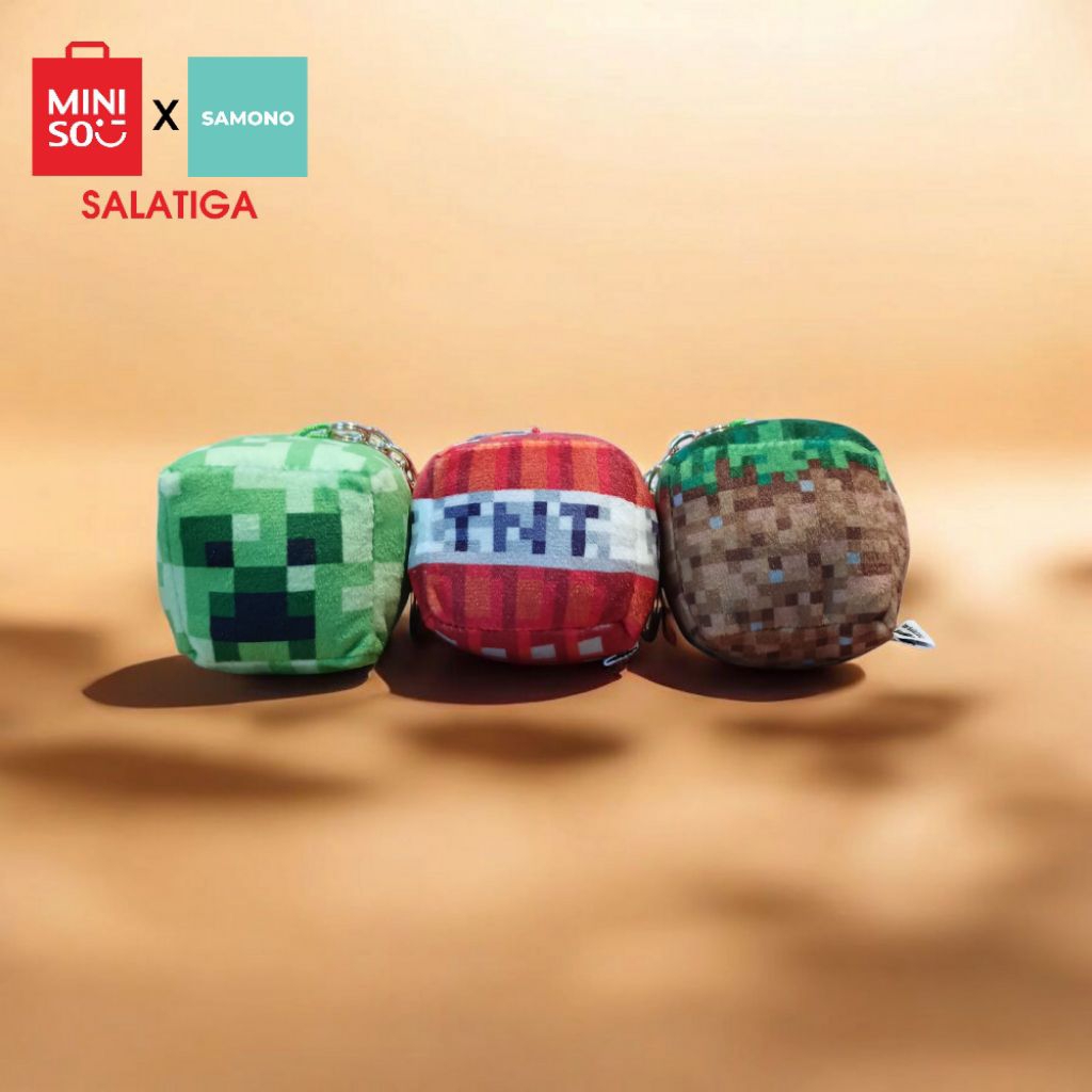 Jual Miniso Minecraft Keychain plush ( Grass Block, Creeper, TNT ...