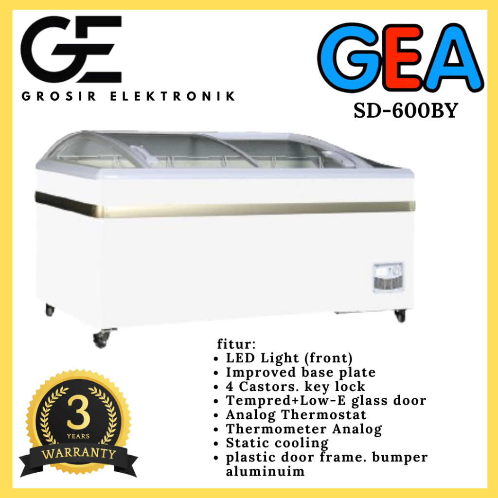 Jual Sliding Curve Glass Freezer GEA 600 Liter SD-600BY Garansi Resmi ...