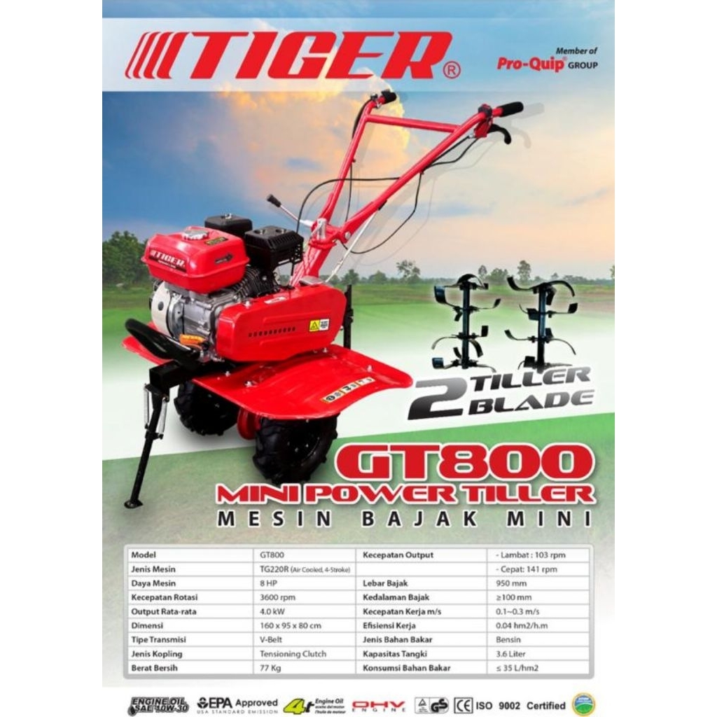 Jual mini tiller TIGER GT800/ cultivator TIGER GT800 / traktor mini ...