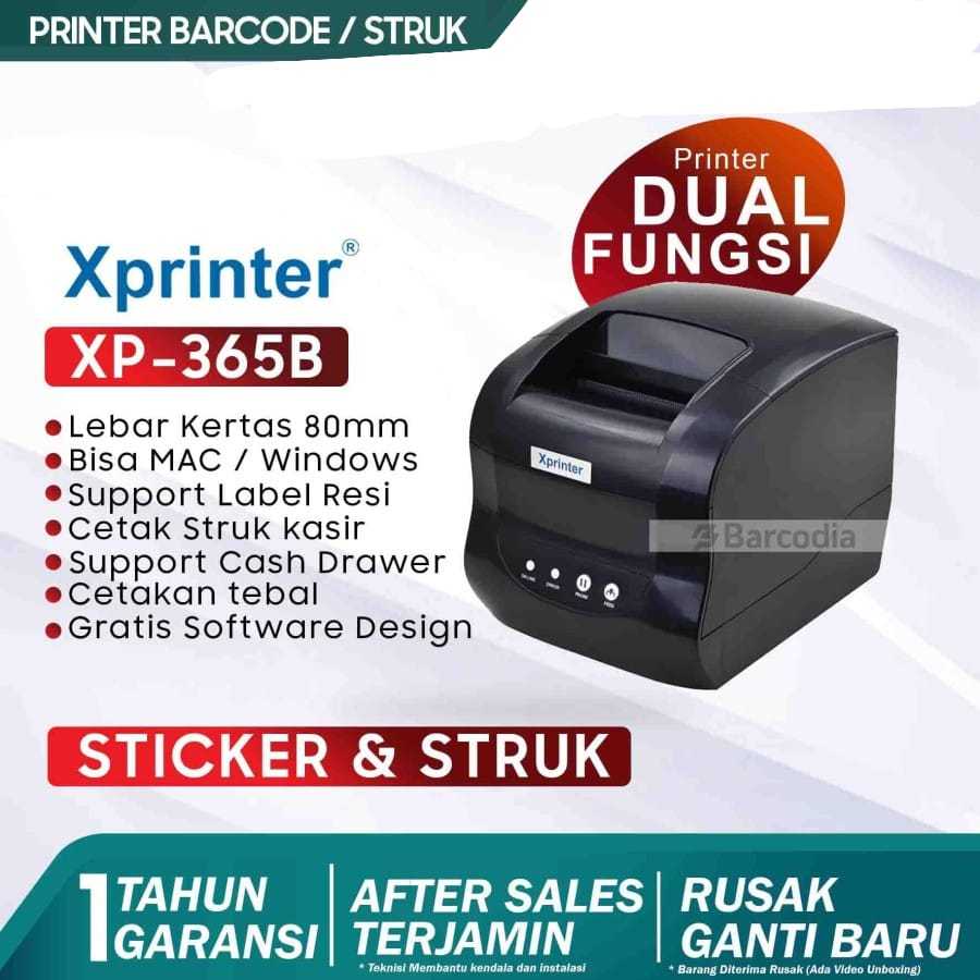 Jual Printer Barcode Printer Thermal Struk Xprinter XP-365B USB + LAN ...