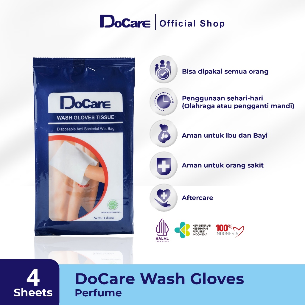 Jual DoCare Wash Gloves 4 sheet Parfume / Tissue Washlap Anti Bakteri / Tissue Mandi / Tissue ...