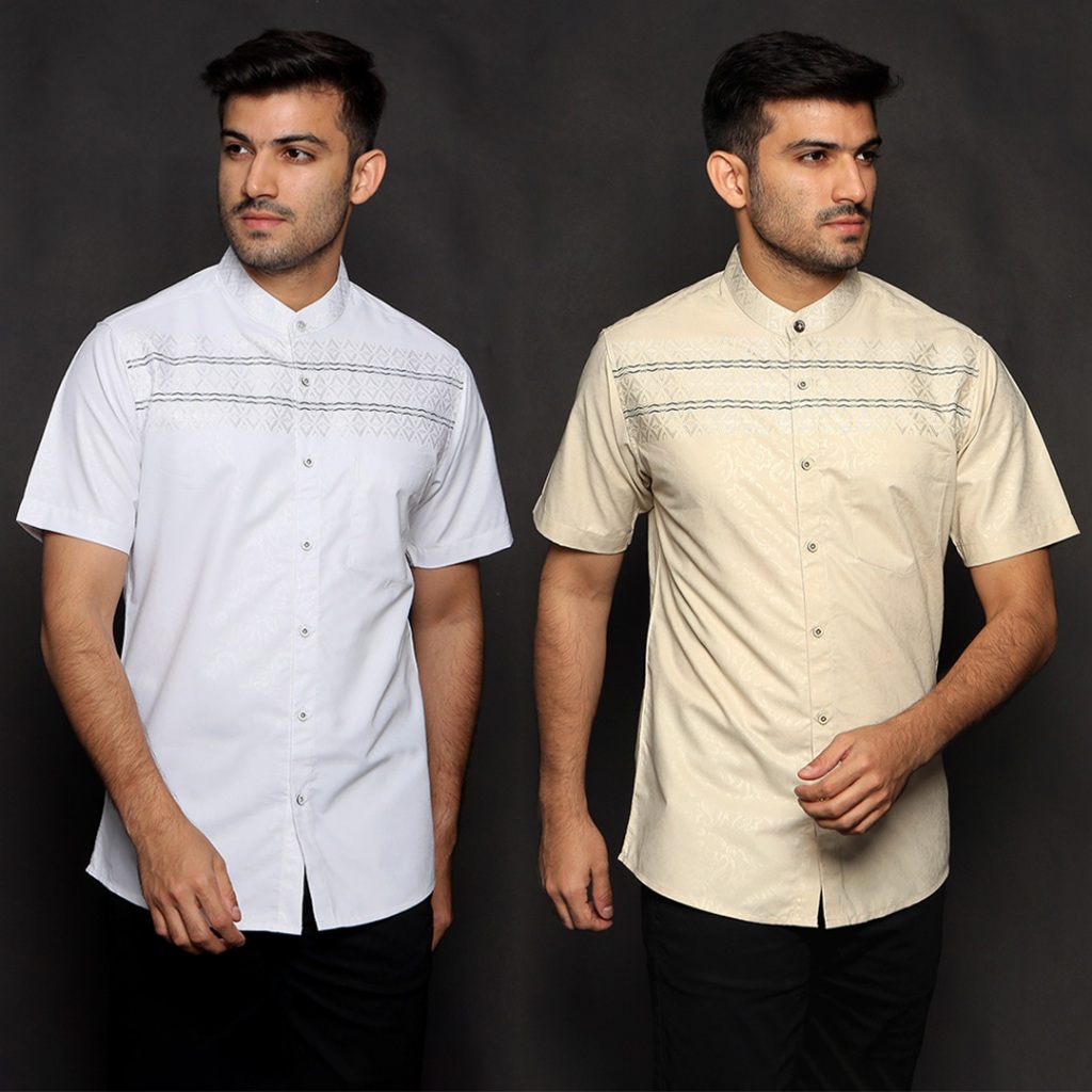 Jual Casella Baju Koko Pria Lengan Pendek Horizontal Emboss Rayyan ...