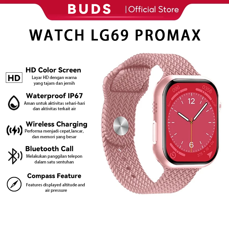 Jual BUDS Smartwatch LG69 ProMax AMOLED Screen | GPS | Support NFC | Hi ...