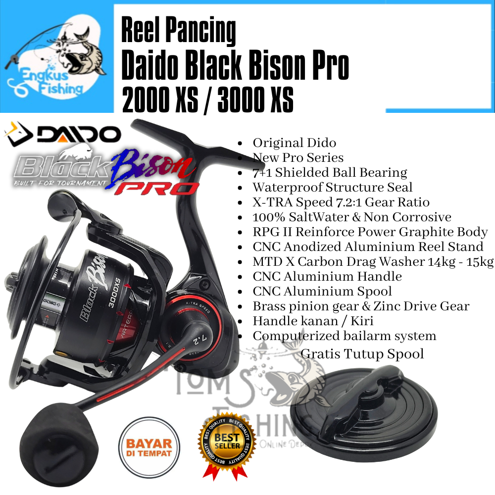 Jual Reel Pancing Daido BLACK BISON PRO 2000 / 3000 XS 7.2:1 (7+1 ...