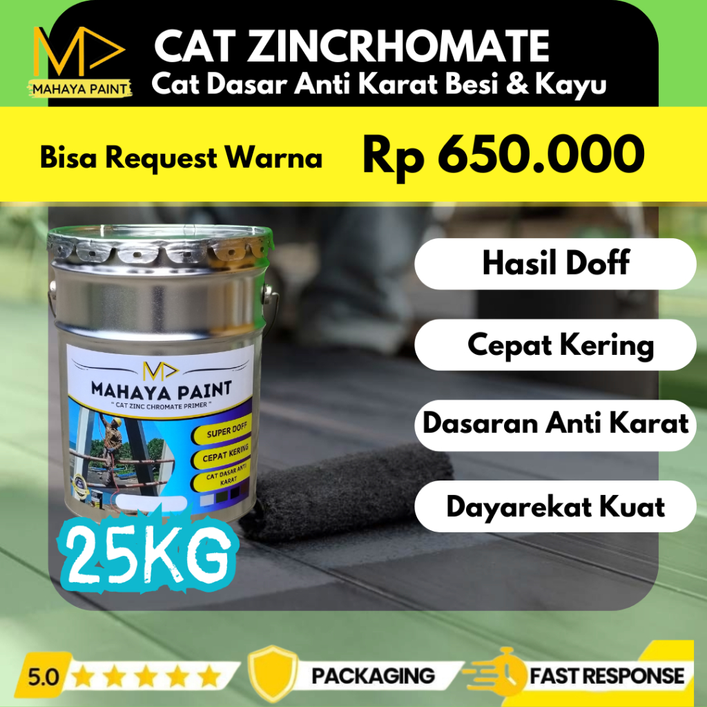 Jual Cat Zincromate Anti Karat 25kg Mahaya Paint Cat Dasar Besi ...