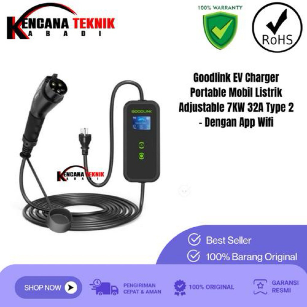 Jual Goodlink EV Charger Portable Mobil Listrik Adjustable 7KW 32A Type ...
