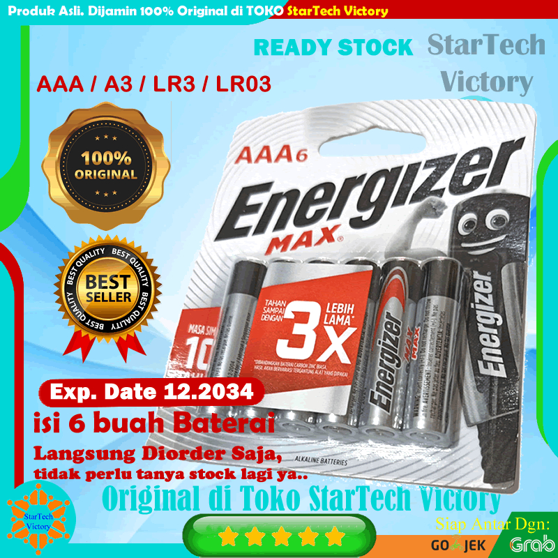 Jual ENERGIZER AAA A3 AA A2 Baterai ALKALINE MAX Long Lasting Battery | Shopee Indonesia