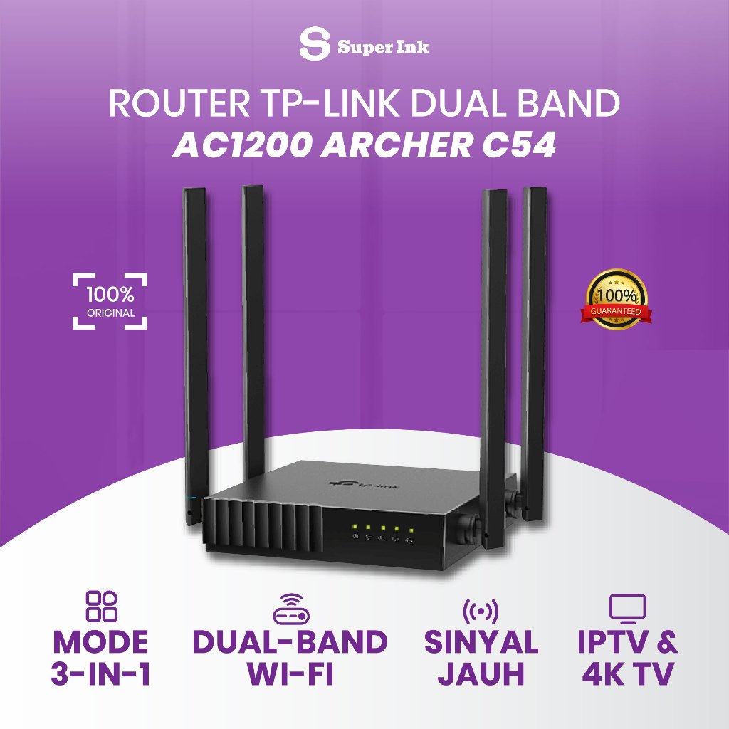 Jual Router Wifi TP LINK Archer C54 AC1200 Dual Band 4 Antenna Antena ...