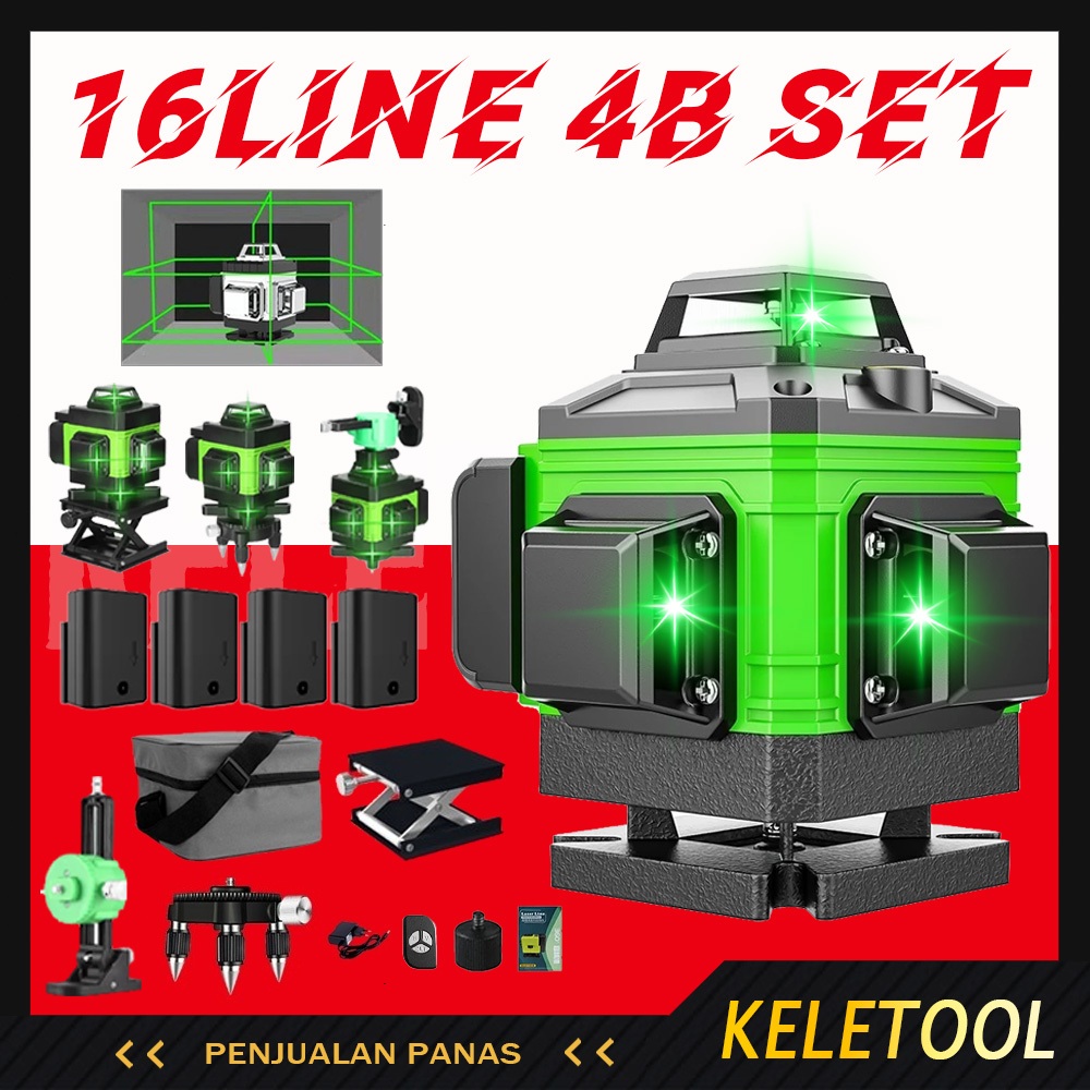 Jual Laser Level 16 Lines Laser Level Hijau Self Leveling Laser Tukang Bangunan Waterpass Laser ...