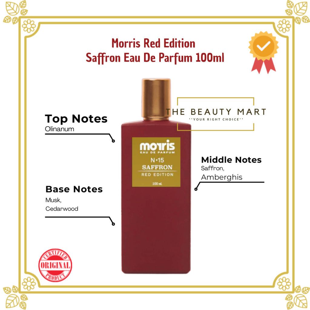 Jual MORRIS Eau De Parfum Red Edition SAFFRON 100ml | Shopee Indonesia