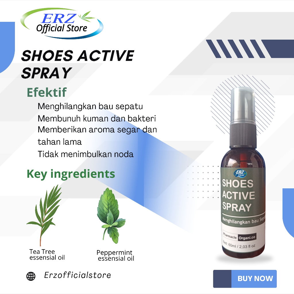 Jual PARFUM SEPATU ANTI KUMAN BAKTERI BAU - SHOES ACTIVE SPRAY BY ERZ ...