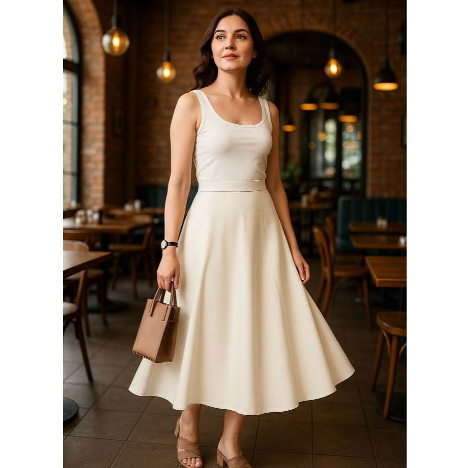 Jual Rok Panjang Wanita A Line High Waist Polos Elegan Model Korea ...