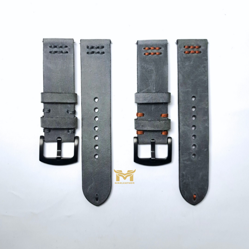 Jual tali jam tangan kulit asli,Strap kulit Crazy Horse Abu, tali jam ...